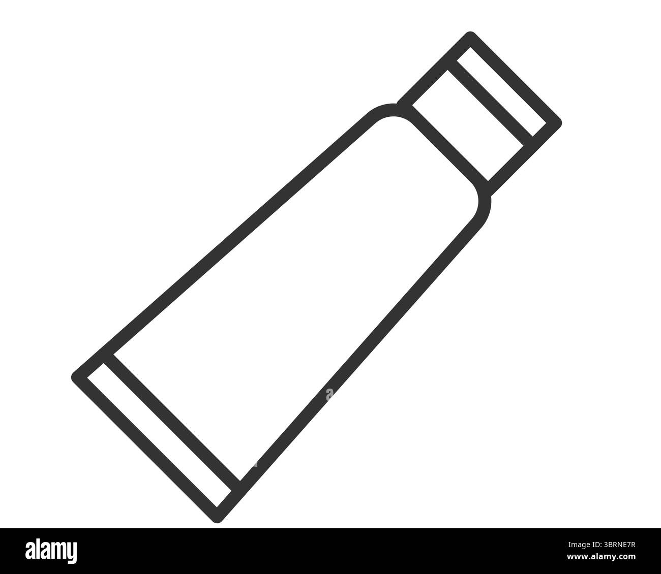 Minimalist line art icon of a tube. Symbolizes healthcare, hygiene ...