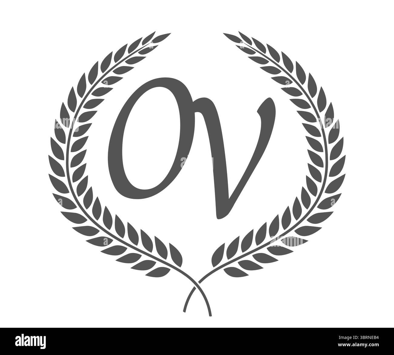 Initial letter O and V, OV monogram logo design with laurel wreath ...