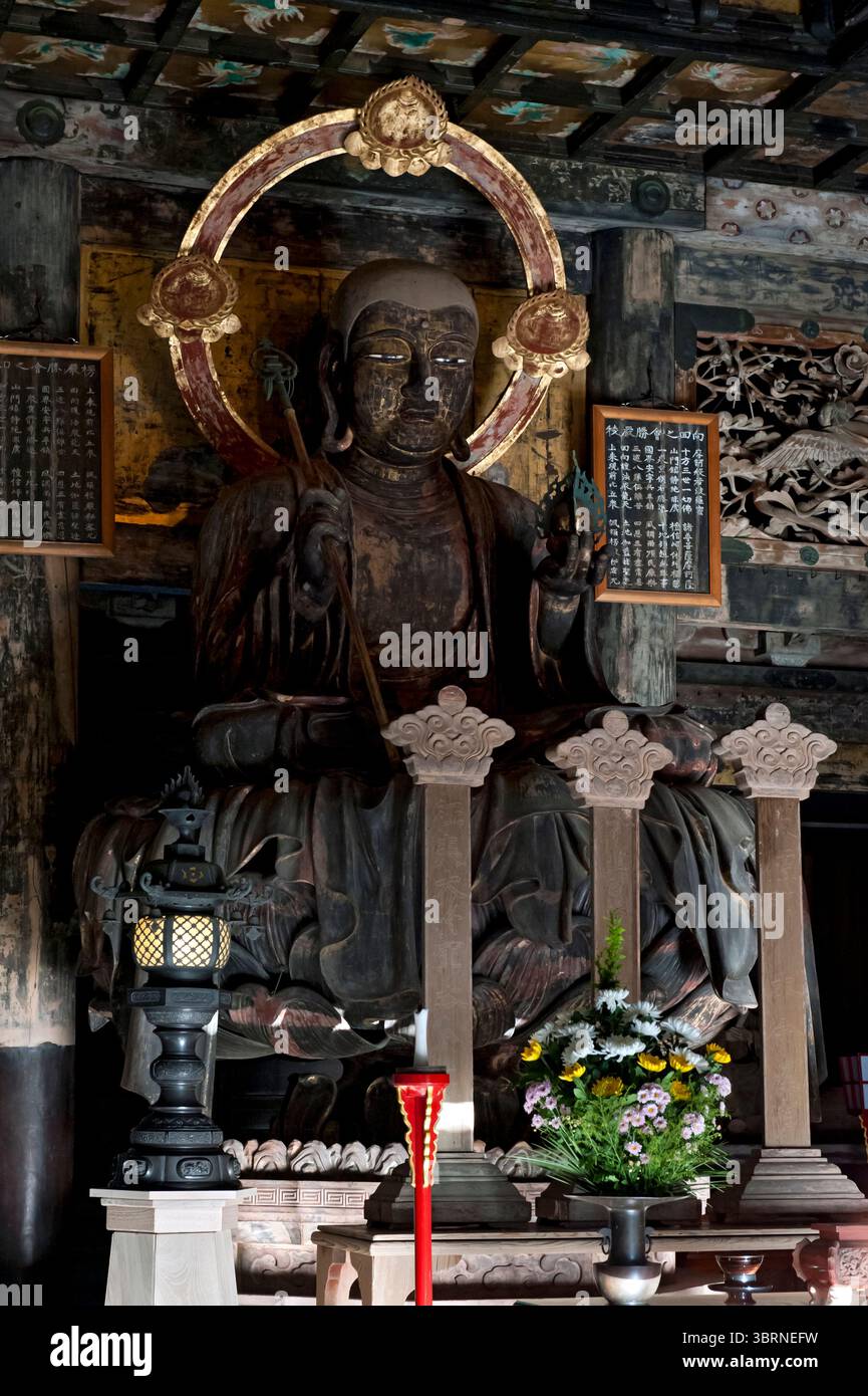 Buddha statue inside the "Butsuden" (仏殿) Buddha Hall is a Japanese ...