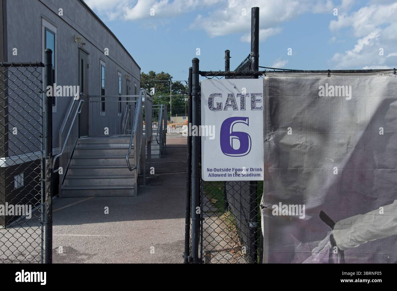Entry gate 6 for stadium stating no outside food or drink allowed Stock ...