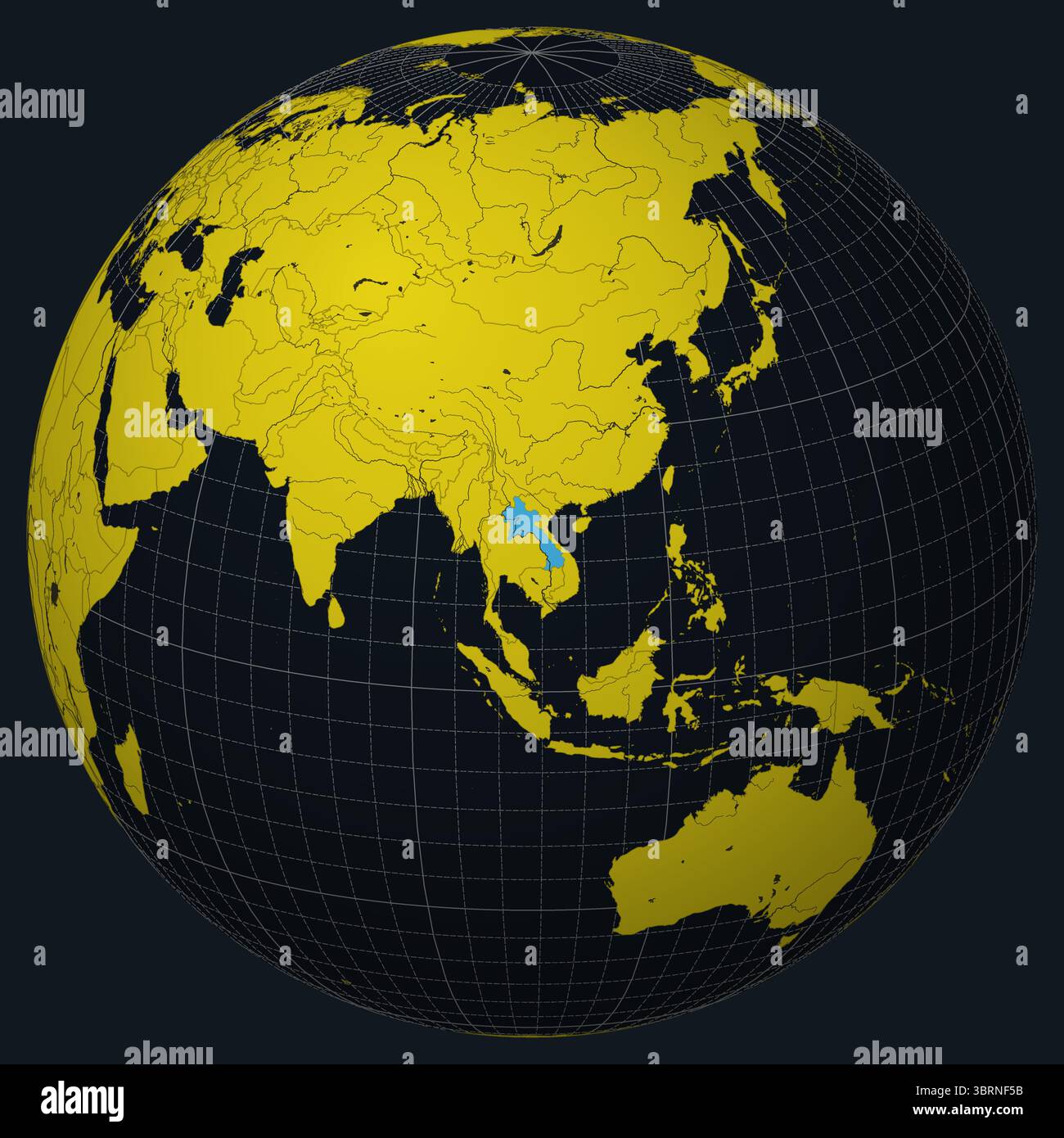 Lao People's Democratic Republic on Globe. Country view on the world ...