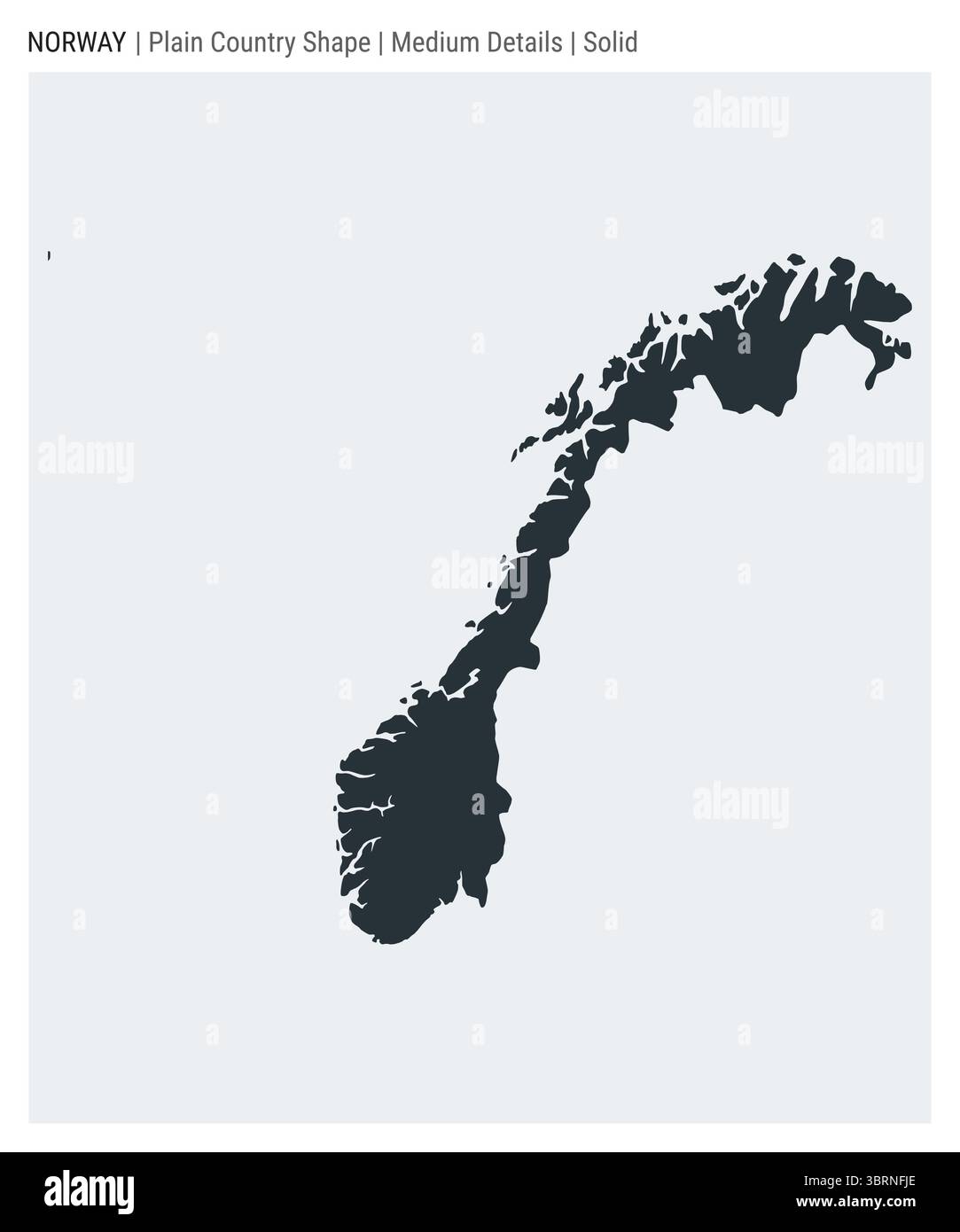 Norway plain country map. Medium details. Solid style. Shape of Norway ...