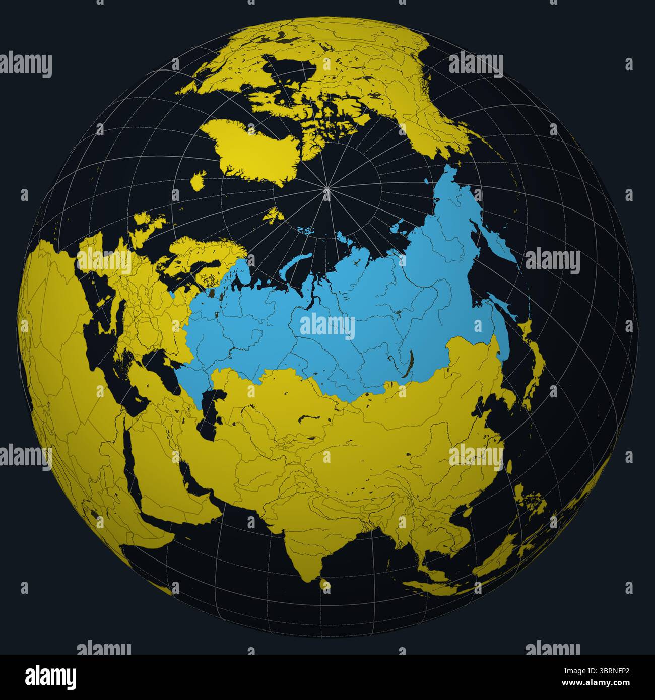 Russian Federation on Globe. Country view on the world map in Charcoal ...