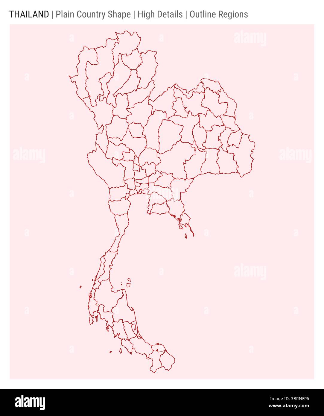 Thailand plain country map. High details. Outline regions style. Shape ...