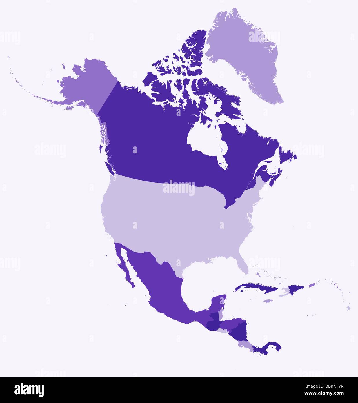 Map of North America with countries. Just a simple continent border map ...