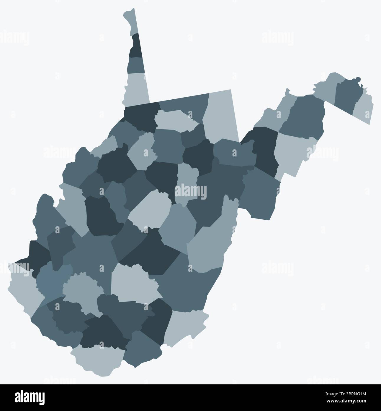 Map of West Virginia with counties. Just a simple state border map with ...