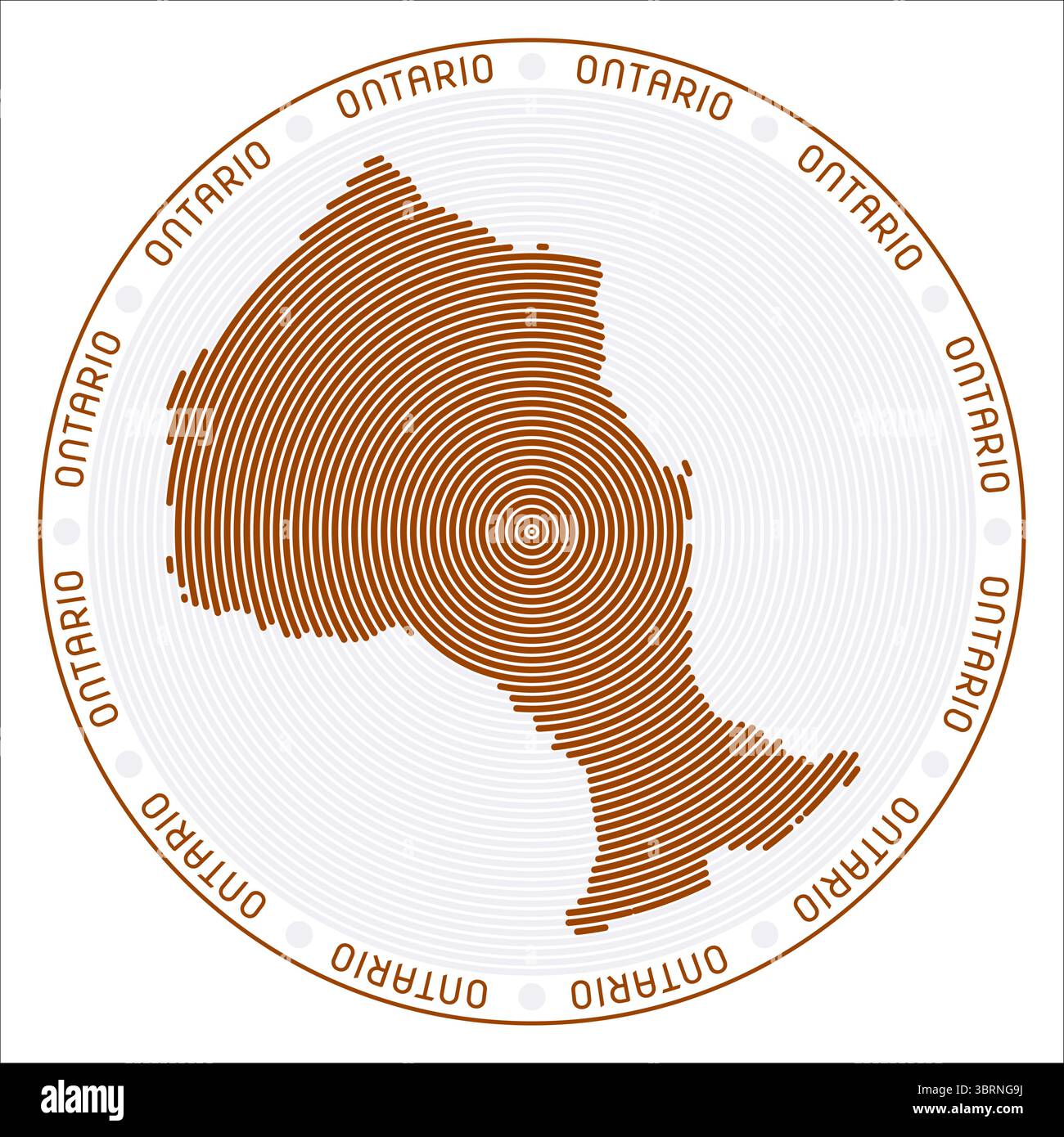 Ontario round logo design. Province shape build of rings. Ontario text ...