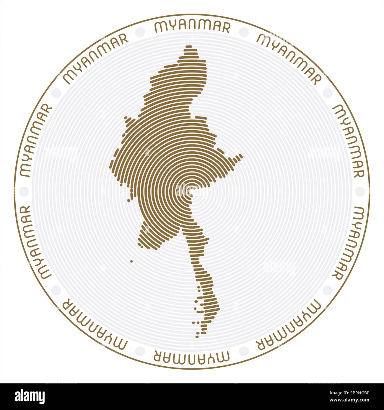 Myanmar round logo design. Country shape build of rings. Myanmar text ...