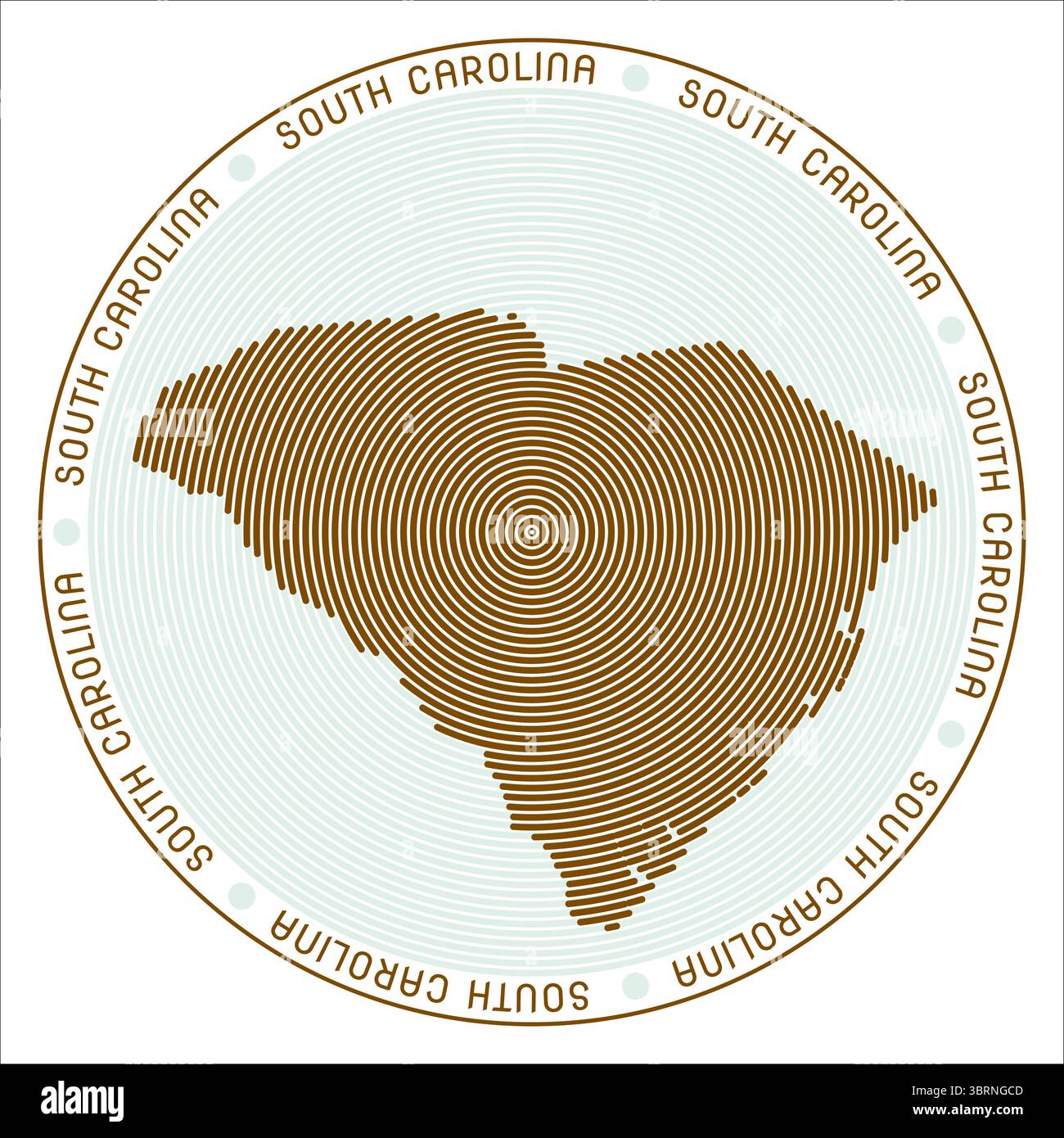 South Carolina round logo design. State shape build of rings. South ...