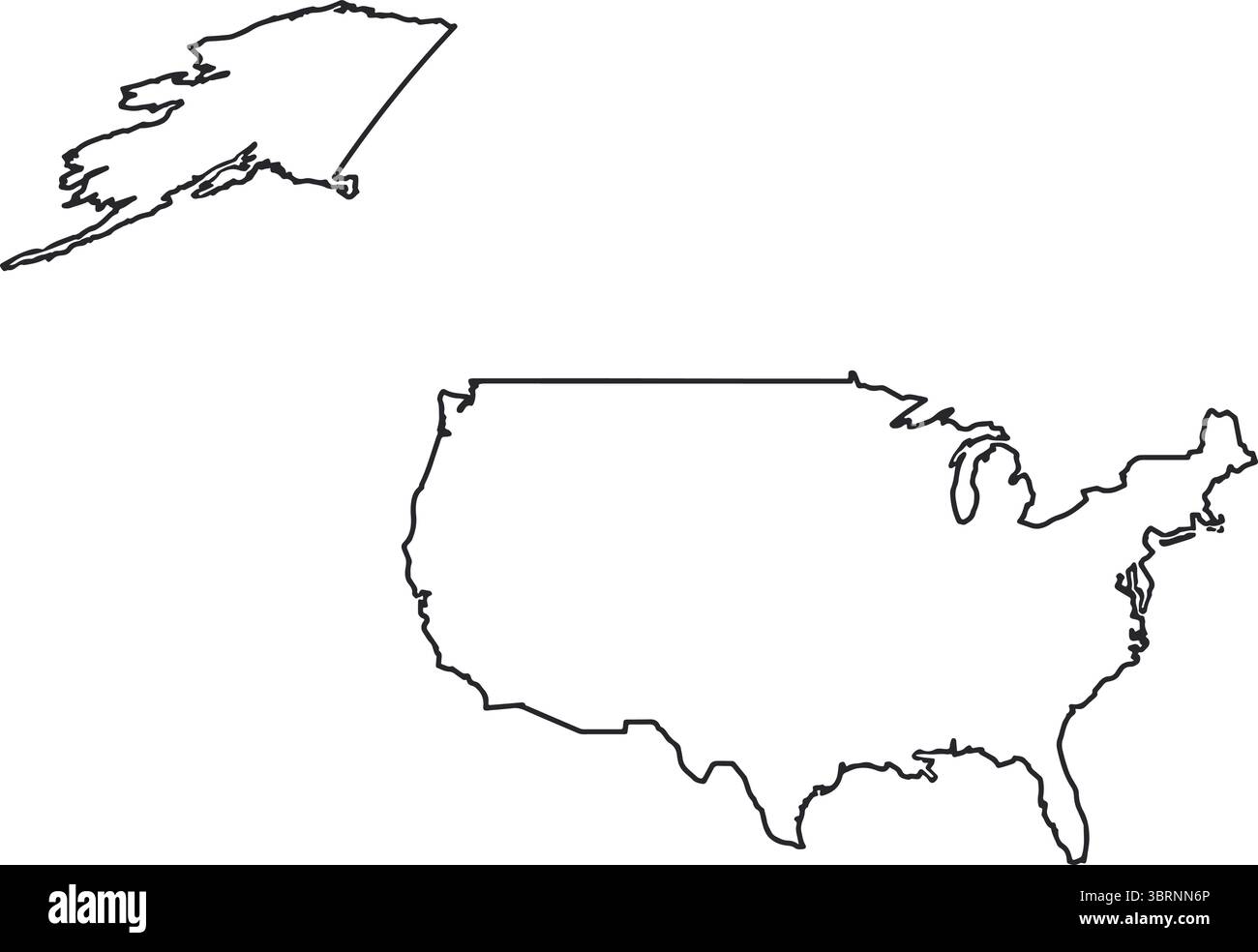 Outer map border of United Staes of America blank outline american ...