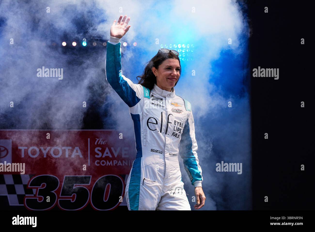 Katherine Legge is introduced before a NASCAR Cup Series auto race at ...