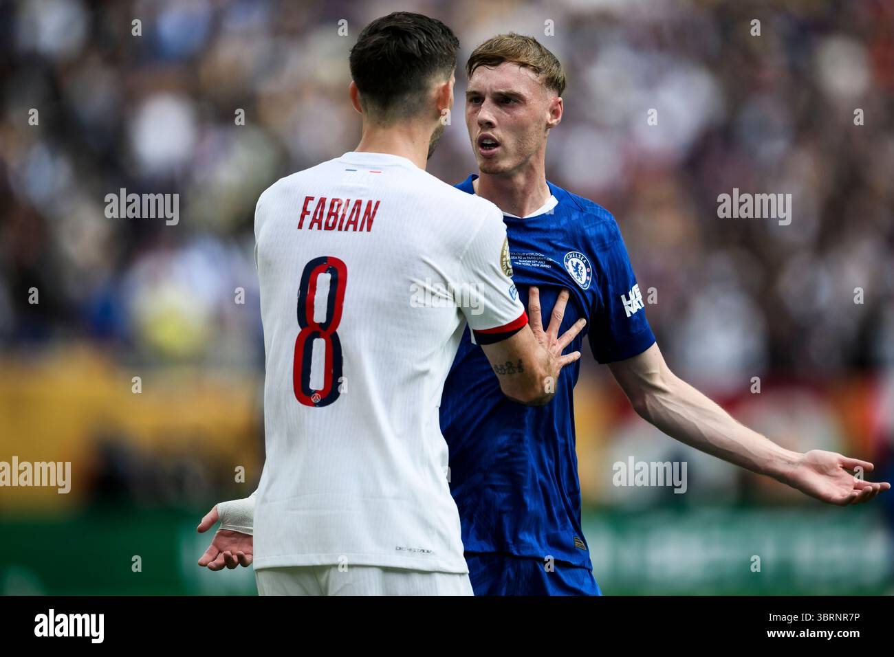 Cole Palmer of Chelsea FC argues with Fabian Ruiz of Paris Saint ...