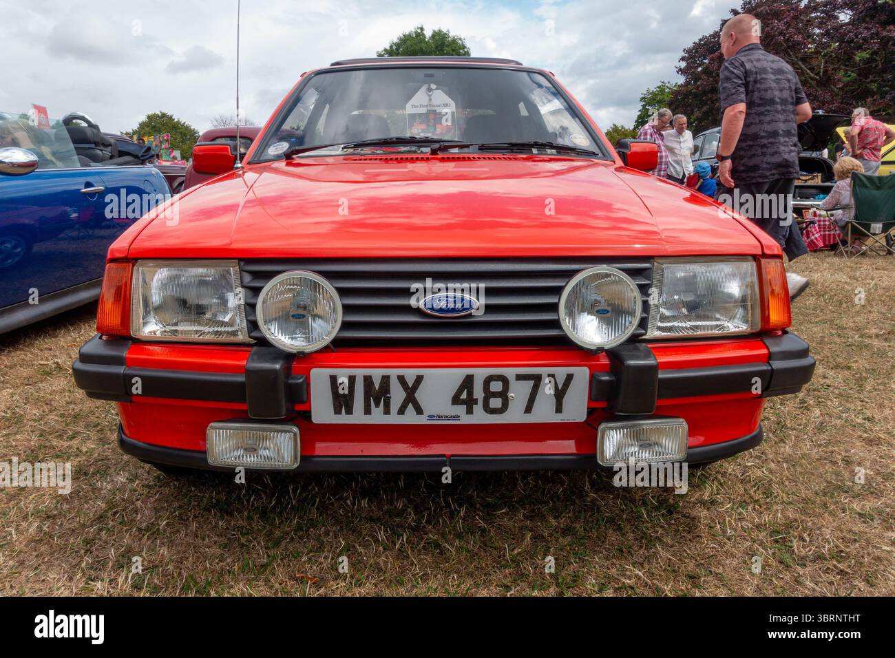Front view of a 1982 Ford Escort XR3 in red at The Berkshire Motor Show ...