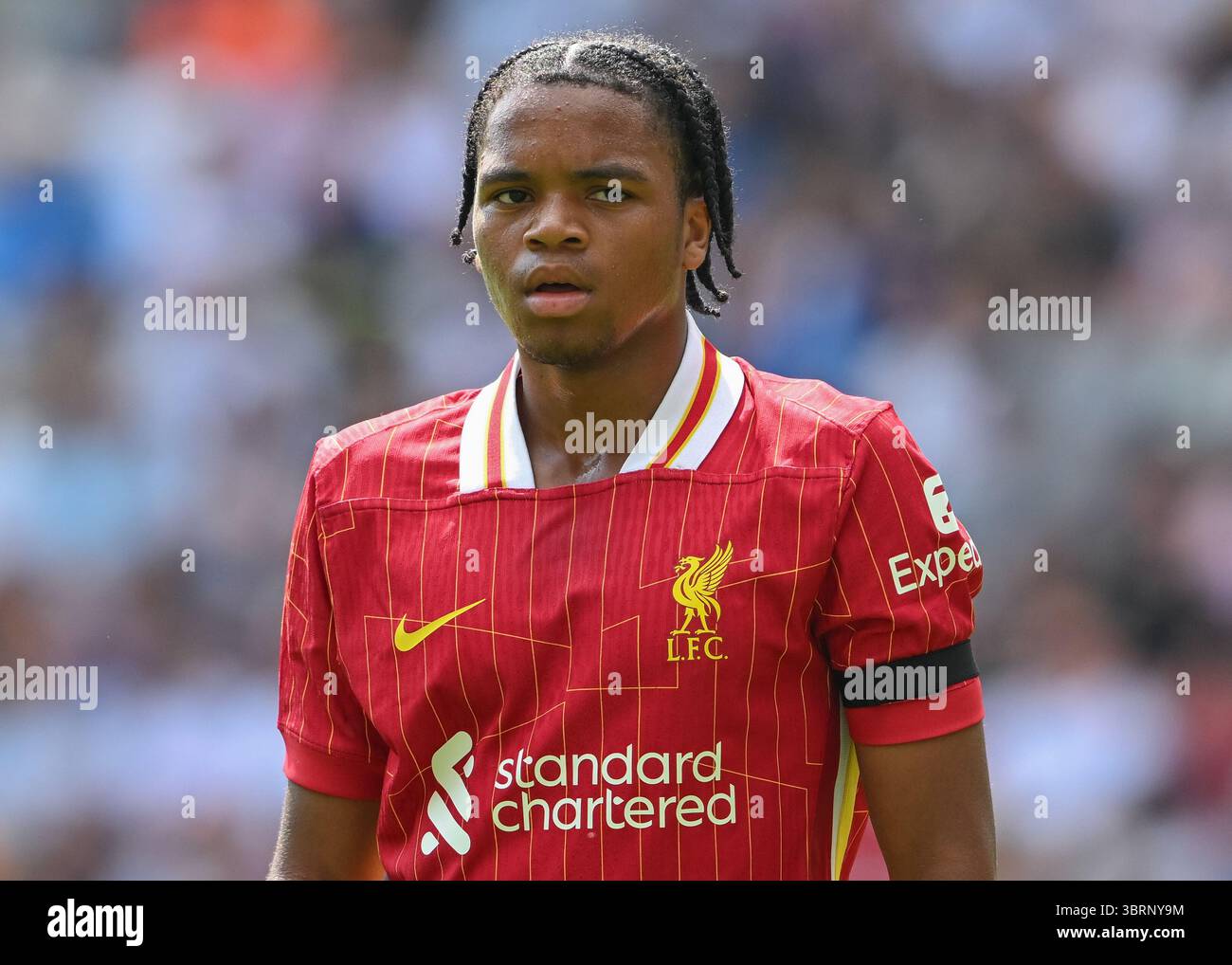 Preston, England, 13th July 2025. Rio Ngumoha of Liverpool during the ...