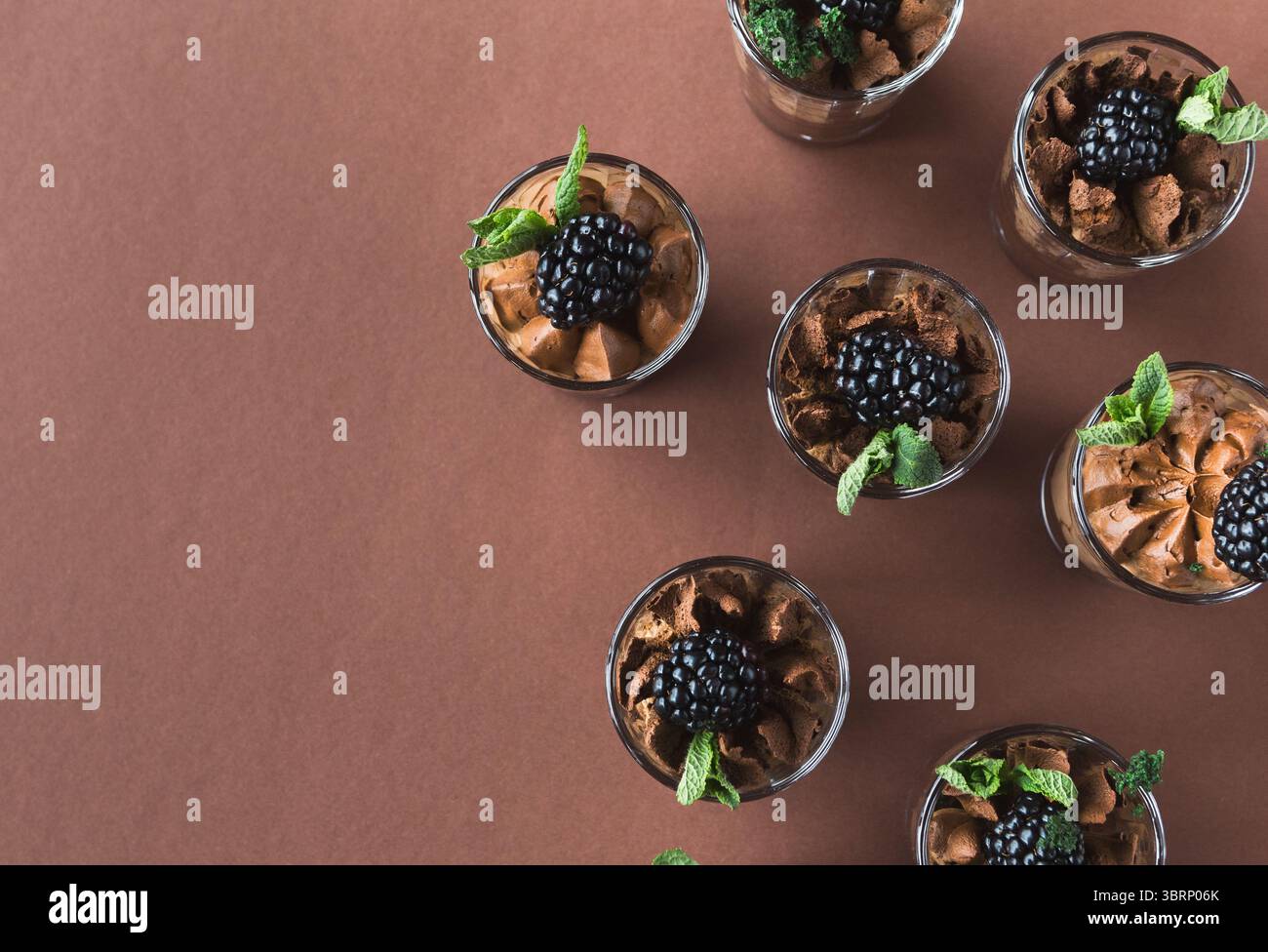 Chocolate mousse in glasses, top view Stock Photo - Alamy