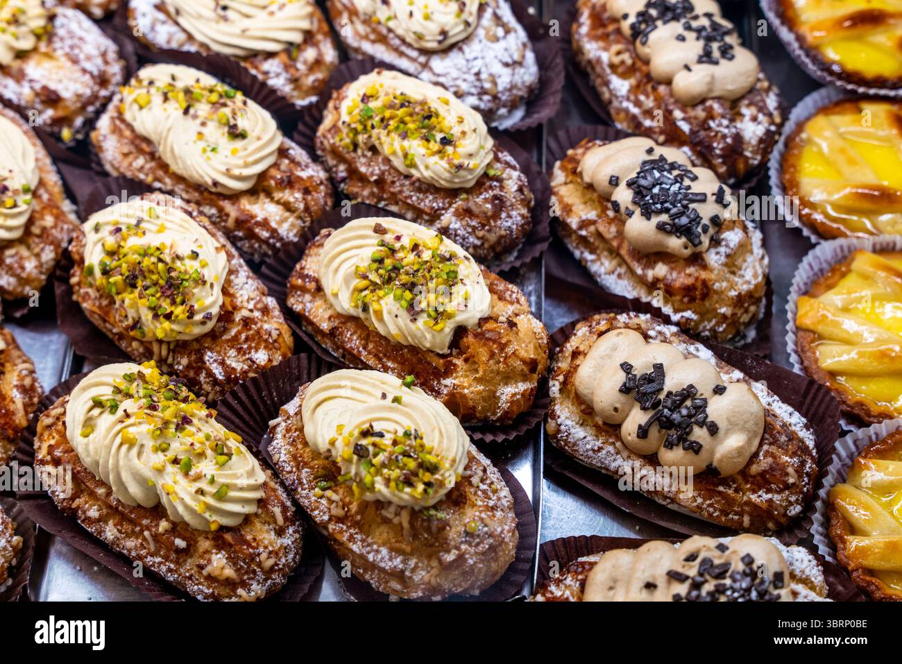 Cakes and Pastries On Display In A Cafe In The City of Siena, Tuscany ...