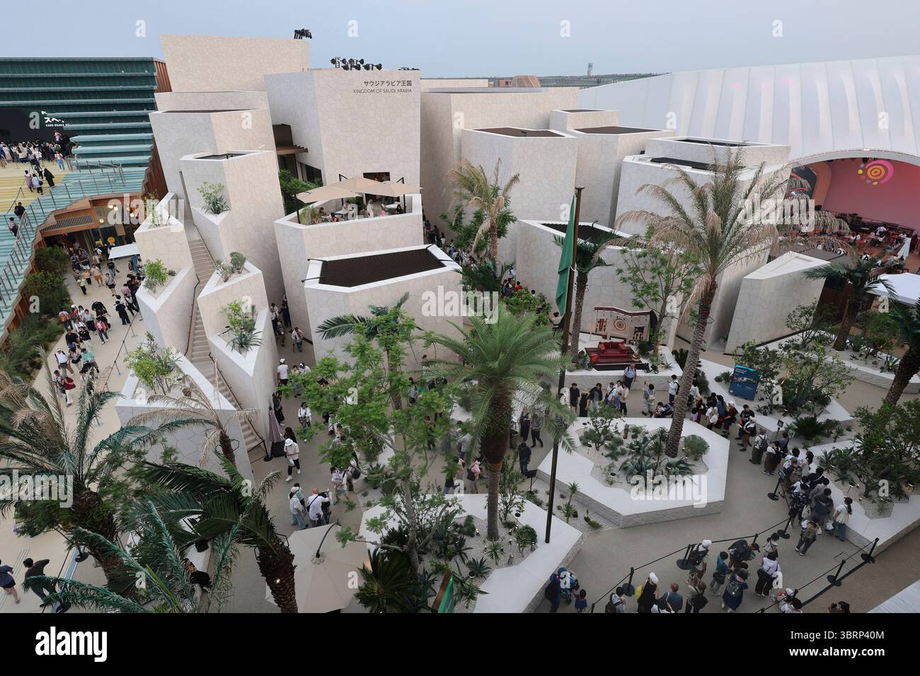 A photo shows the interior of the Saudi Arabia Pavilion at the Osaka ...