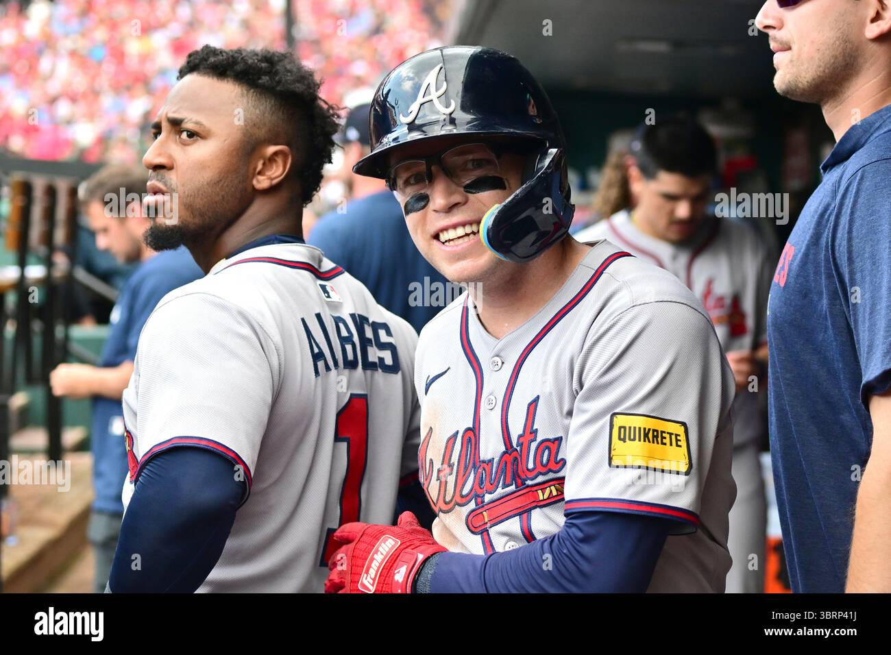ST. LOUIS, MO - JUL 13: Atlanta Braves shortstop Nick Allen (2) is ...