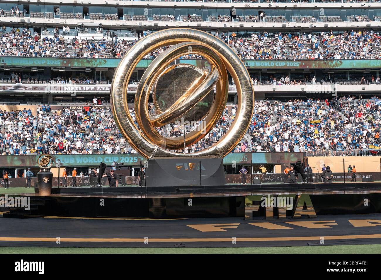 View of the podium and trophy after FIFA Club World Cup 2025: Chelsea ...