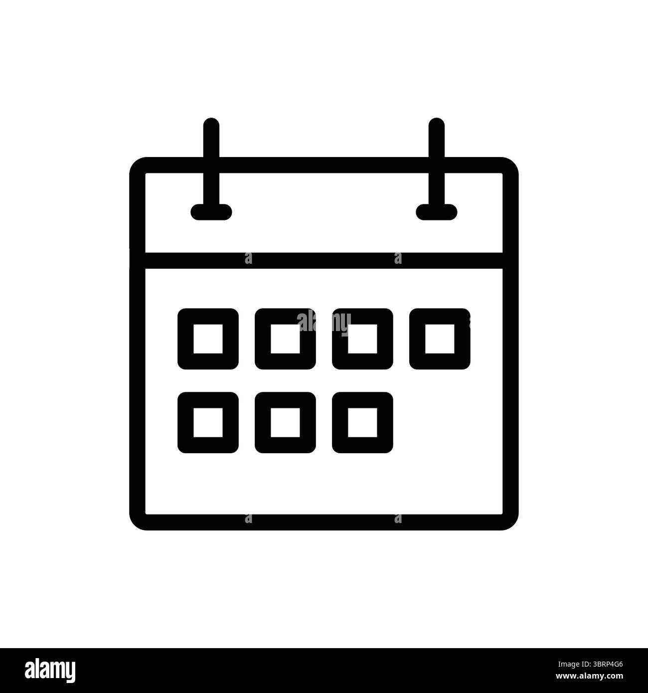 This simple line art calendar icon features boxes for dates and events ...