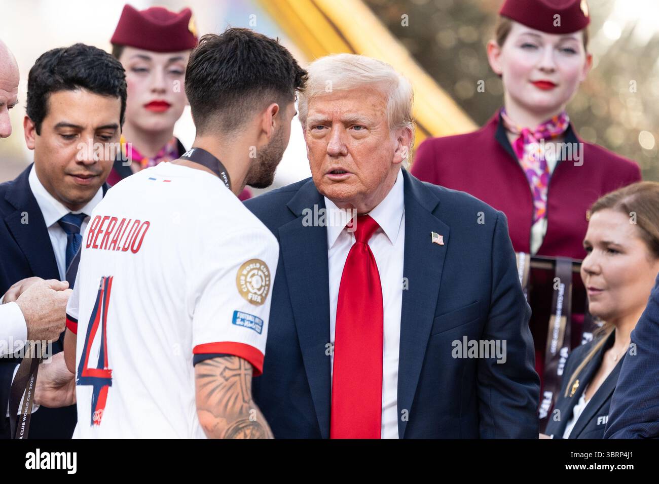 President Donald Trump presents medal to Lucas Beraldo (4) of Paris ...