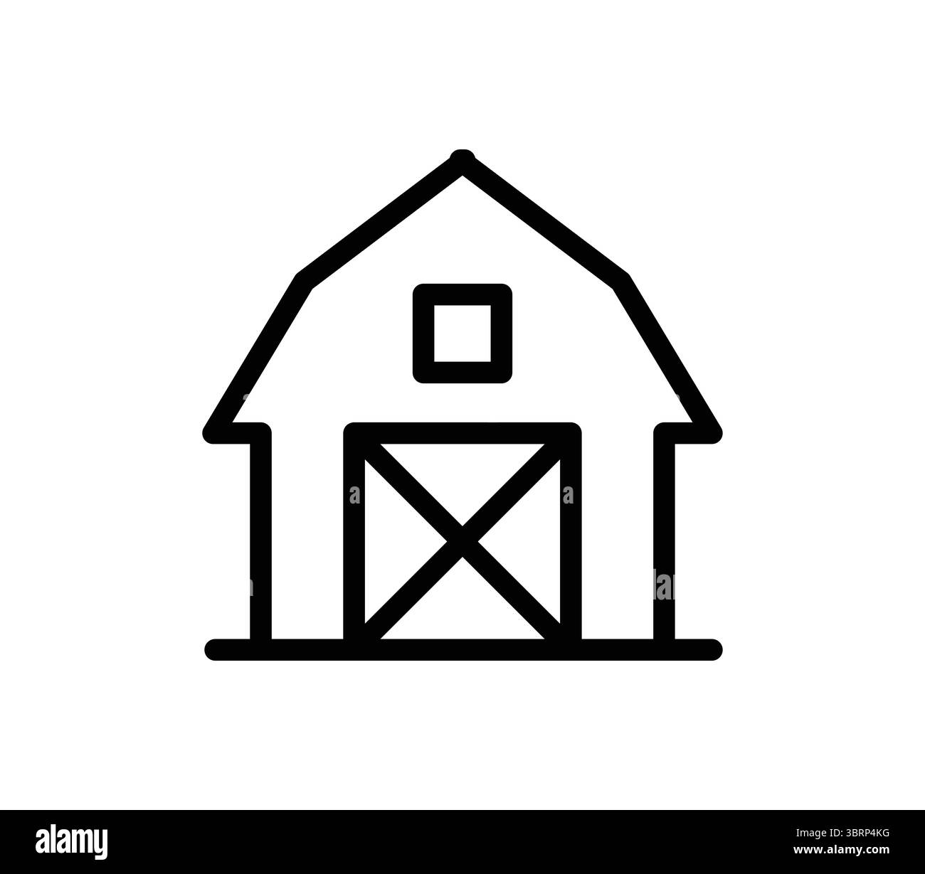 Minimalist black and white outline of a barn representing rural ...