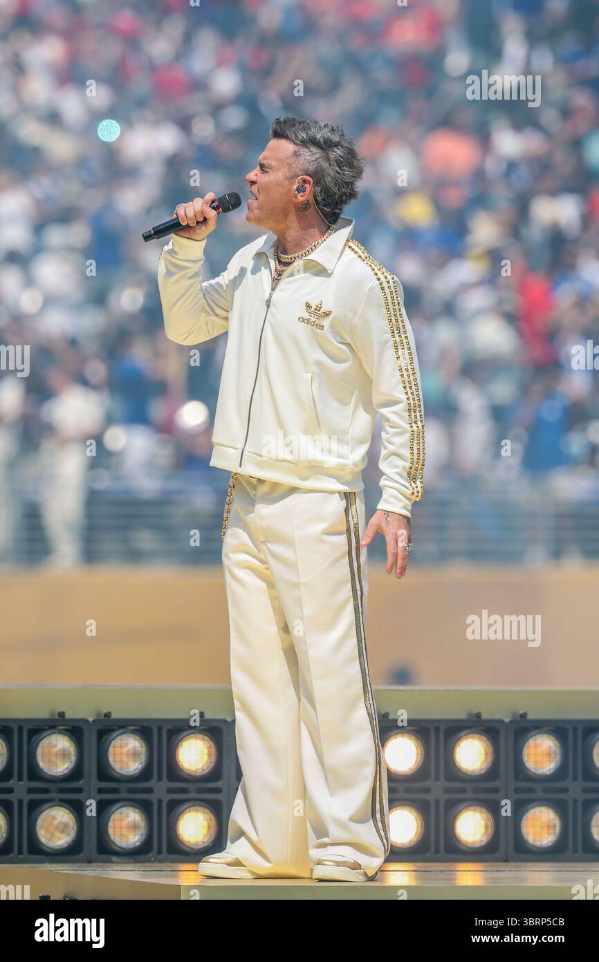 Robbie Williams perform before the FIFA Club World Cup 2025 final match ...