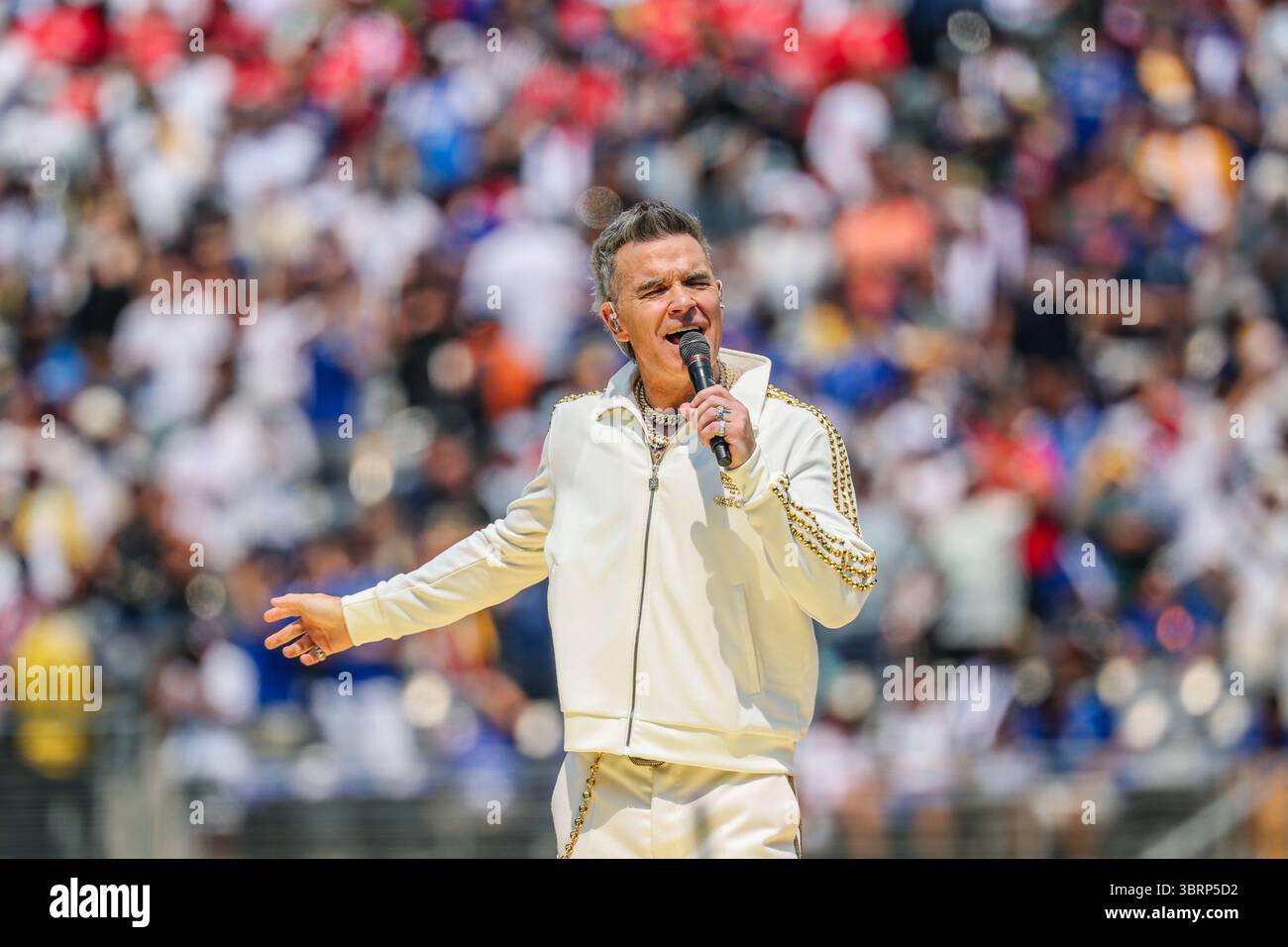 Robbie Williams perform before the FIFA Club World Cup 2025 final match ...