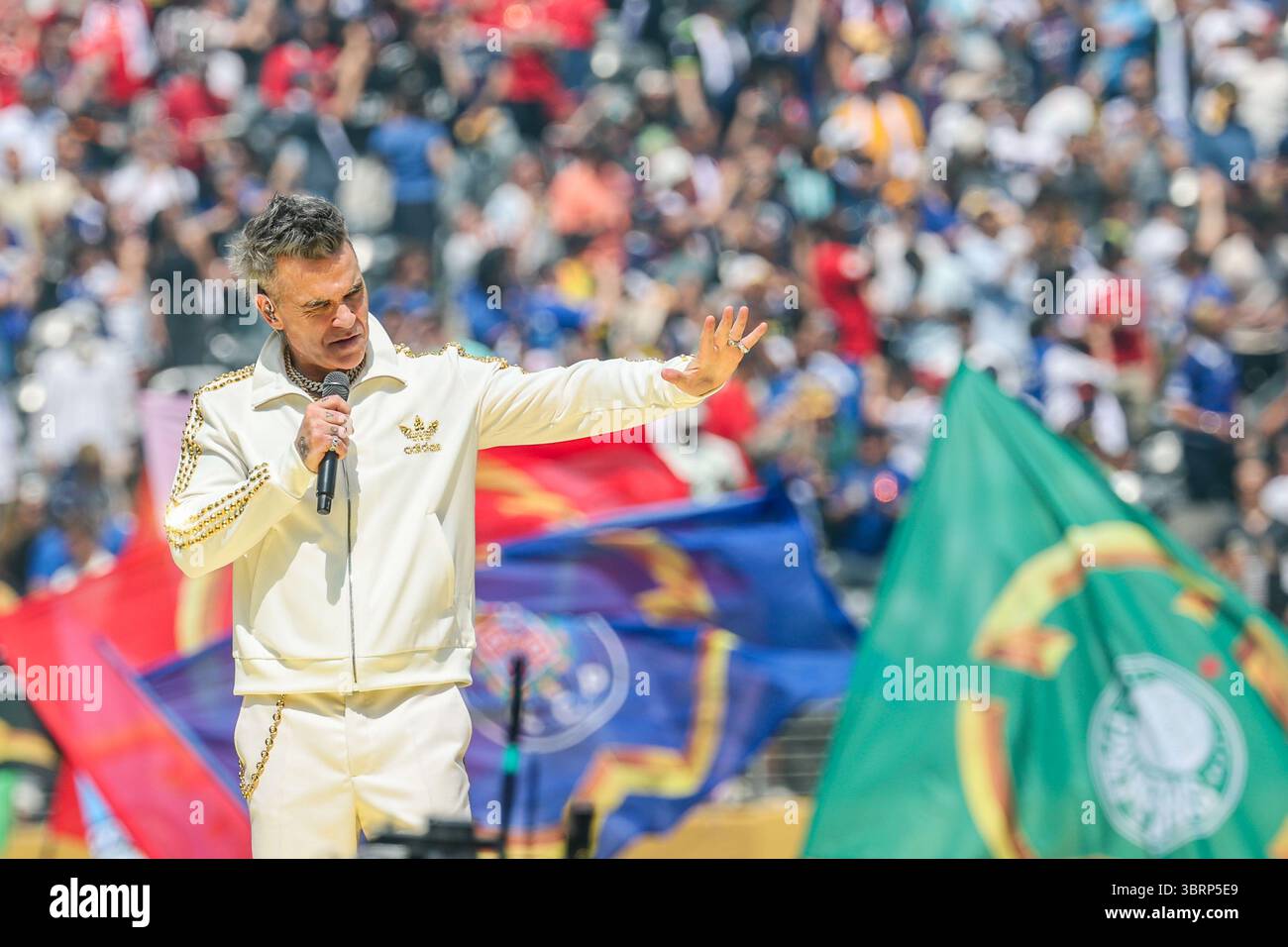 Robbie Williams perform before the FIFA Club World Cup 2025 final match ...