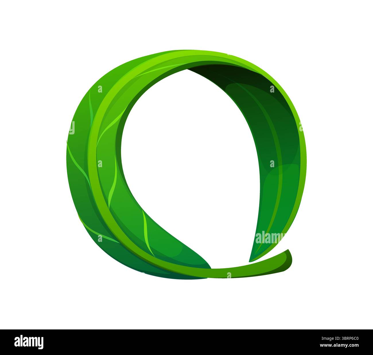 Nature green leaf font letter Q. Green leaf typeset symbol, nature tree ...