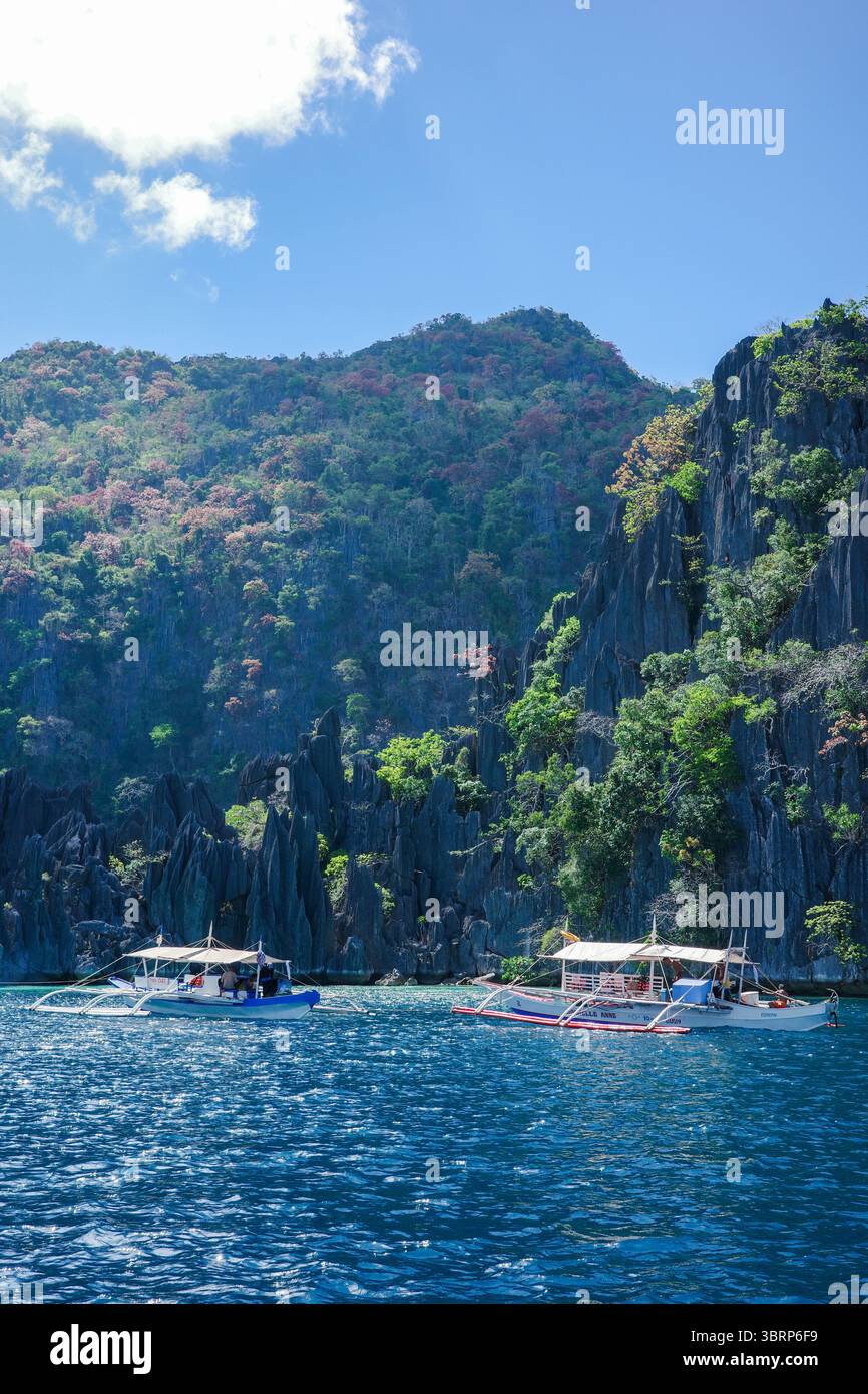 Filipino ferry boats transfer travelers from Coron to the paradise ...