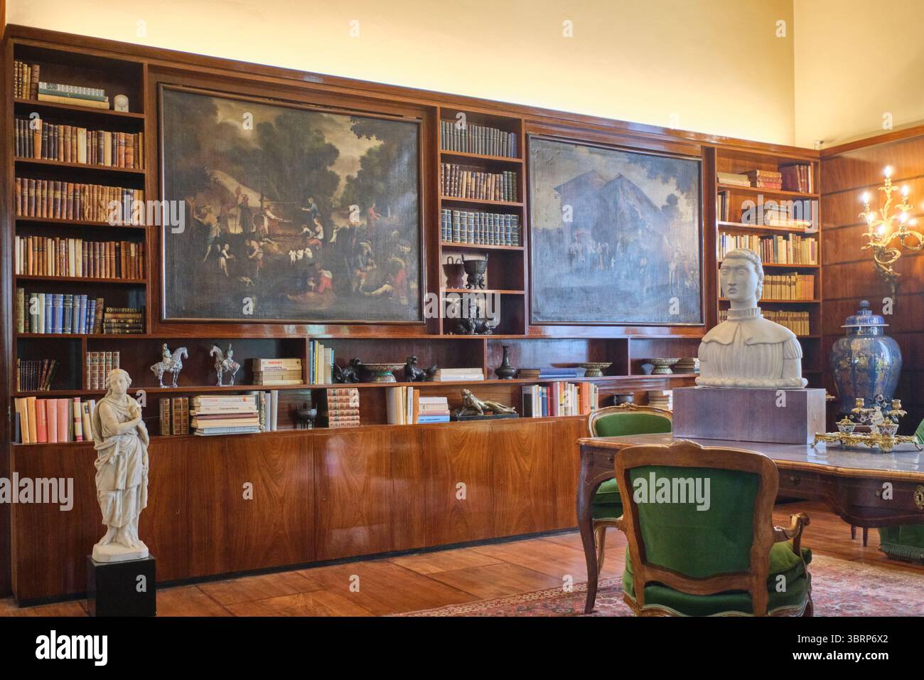 View of the library, office, den room with books and desk. At the ...