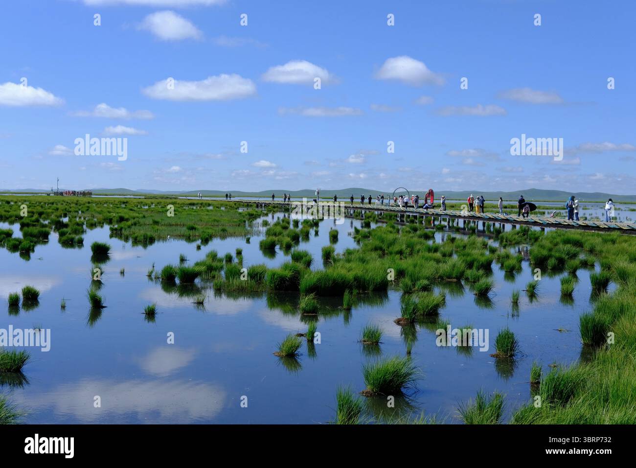 Ruoergai, China's Sichuan Province. 13th July, 2025. Tourists stroll on ...