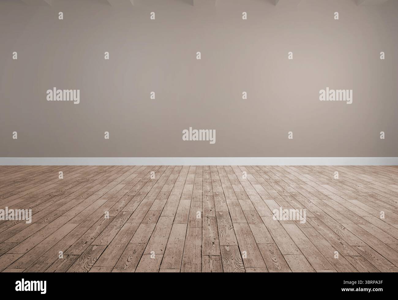 Flat design showing empty interior with hardwood floor, beige wall ...