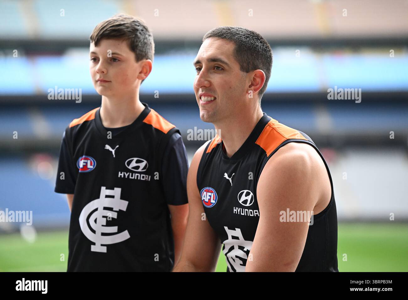 Melbourne, Australia. 14th July, 2025. Jacob Weitering of Carlton poses for a photo during a ...