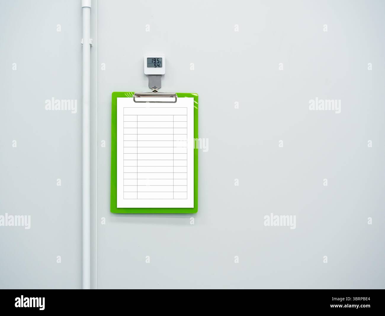 Clipboard checklist table white paper and LED digital instrument wall ...