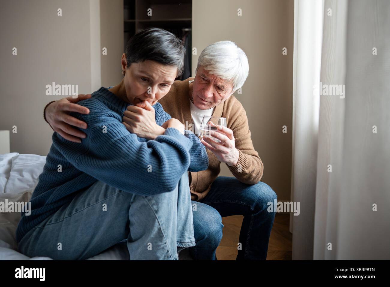 Woman in distress wronged in sorrow, marital disagreement, husband ...