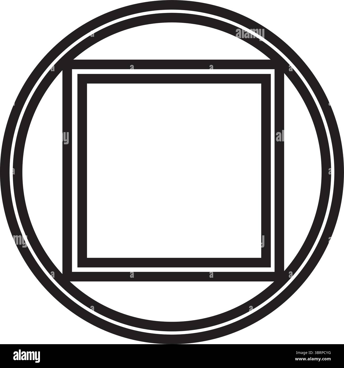 Geometric Line Art Icon – Concentric Circle and Square Minimalist Symbol Stock Vector Image ...