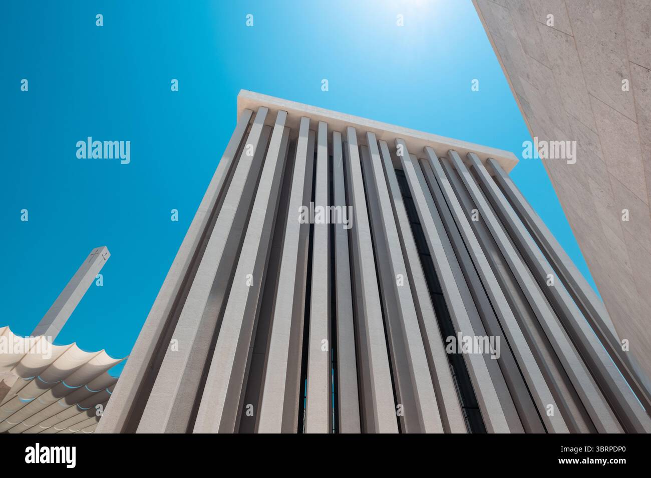 Modern architecture Building with Vertical Concrete Columns against ...