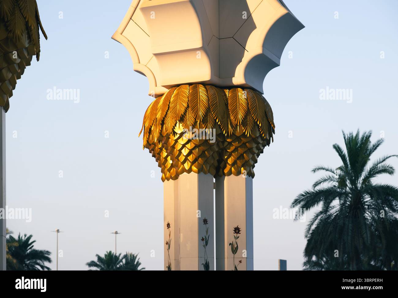 Traditional Islamic Architecture with Golden Column Capitals and marble ...