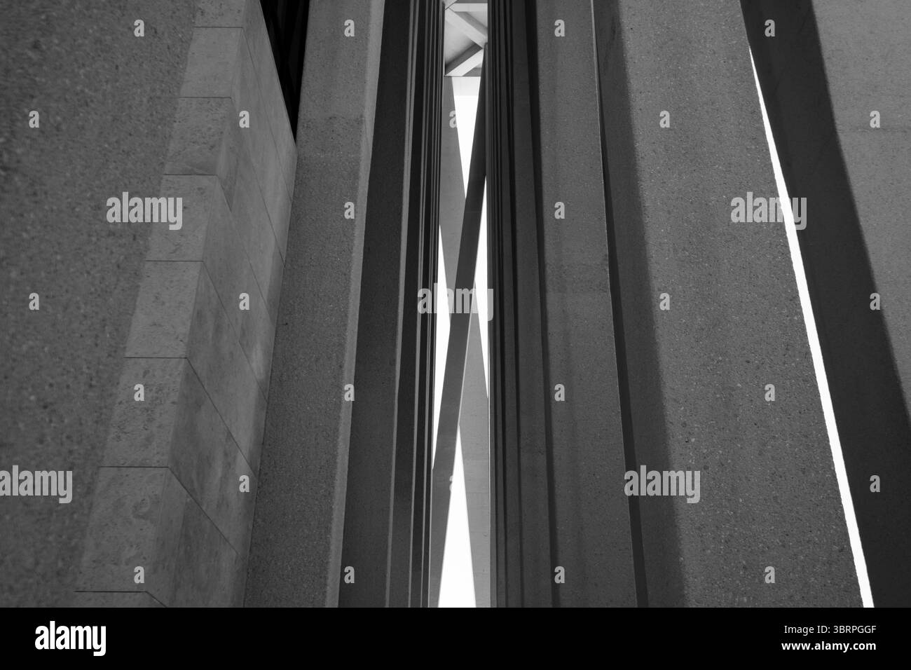 Abstract view of a modern architectural structure with intersecting ...