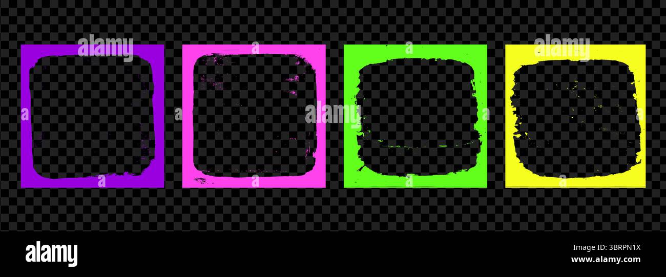Grunge graffiti square frames set templates. Ink paint border with ...