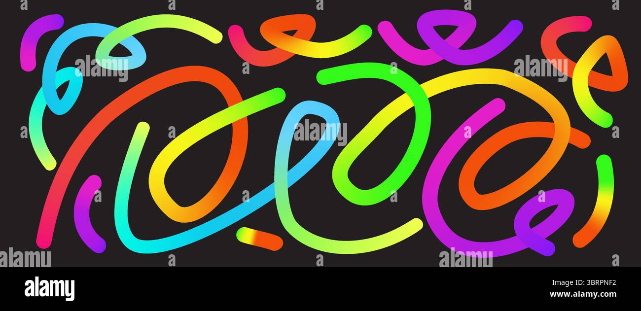 Colorful gradient lines set. Wavy abstract shapes pattern. Rainbow ...