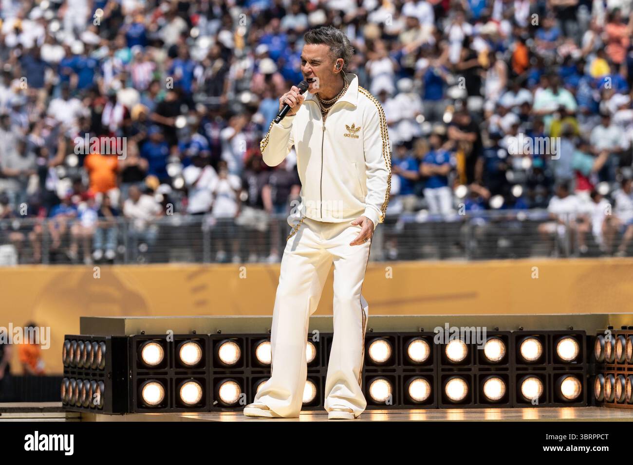 East Rutherford, New Jersey, USA on July 13, 2025. Robbie Williams ...