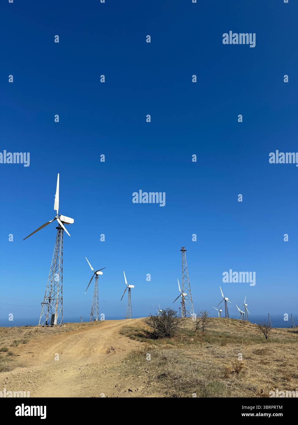 many old wind farms on the mountain Stock Photo - Alamy