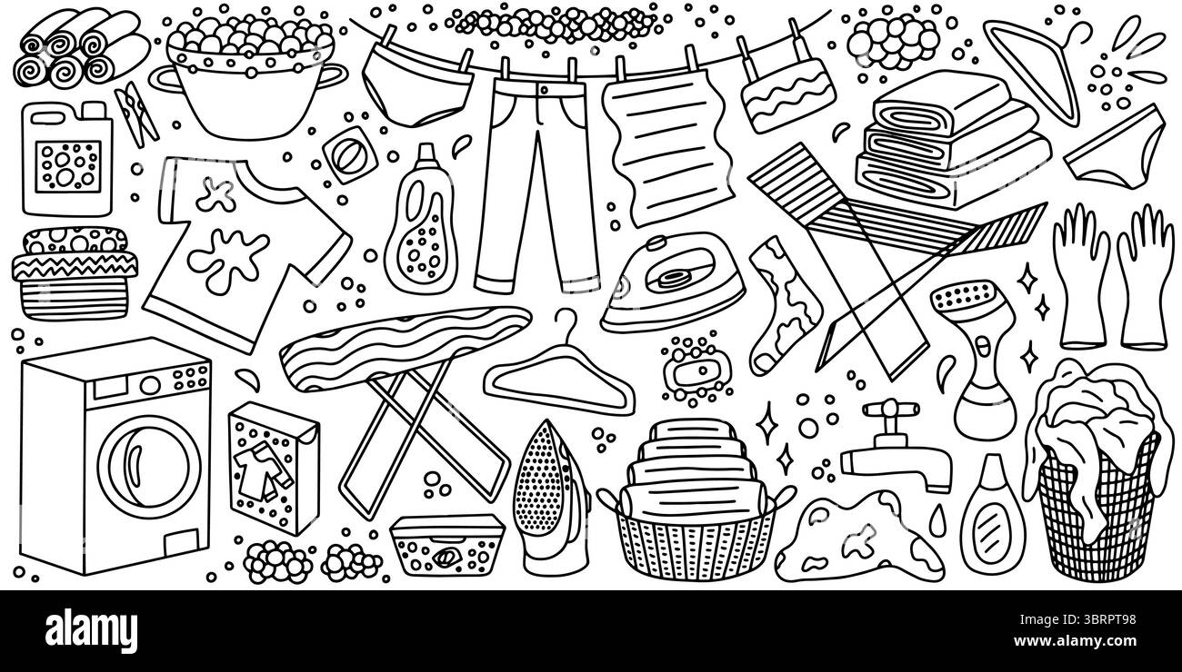 Washing machine doodle sketch Stock Vector Images - Alamy