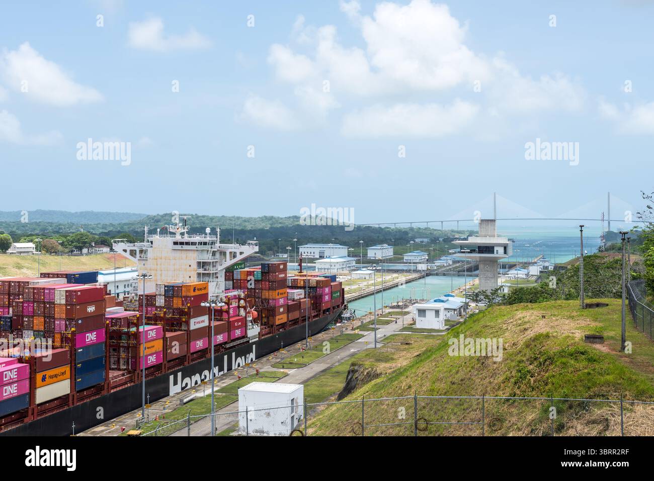 Colon, Panama - April 13, 2024: Container vessel transiting through the ...