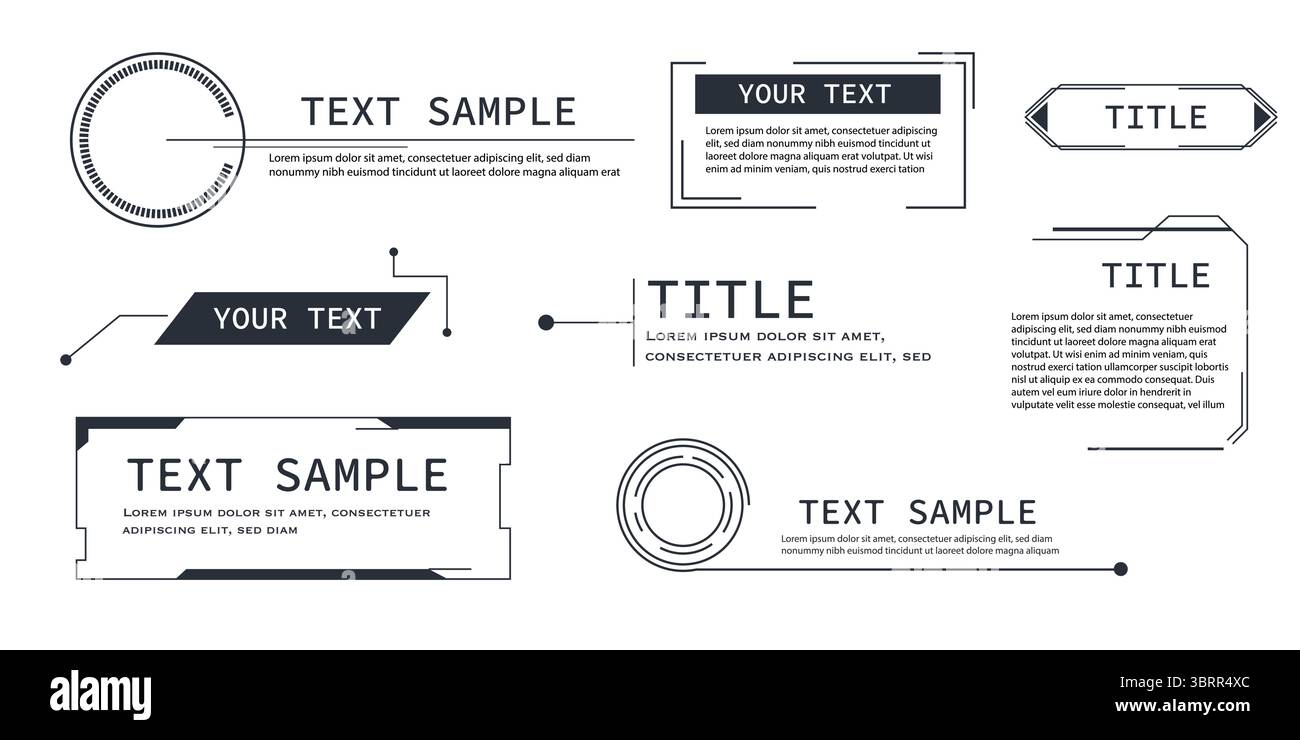 Callout title text box tech HUD bar digital futuristic line frame. Set ...