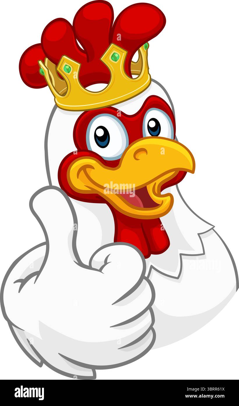 King Chicken Rooster Cockerel Bird Crown Cartoon Stock Vector Image ...
