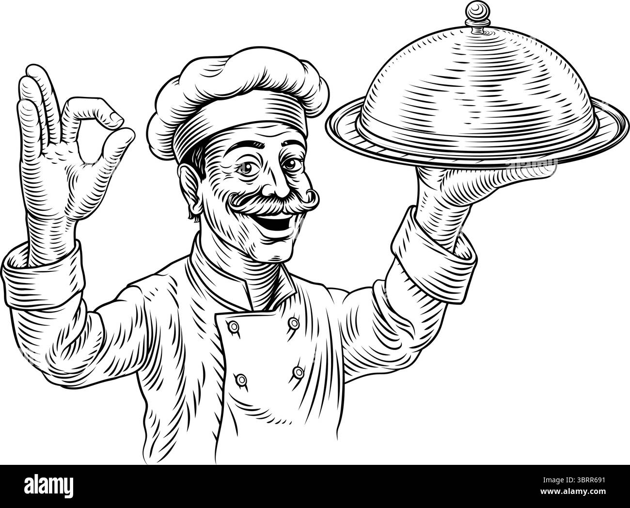 Chef Cloche Tray Platter Plate Tray Illustration Stock Vector Image ...